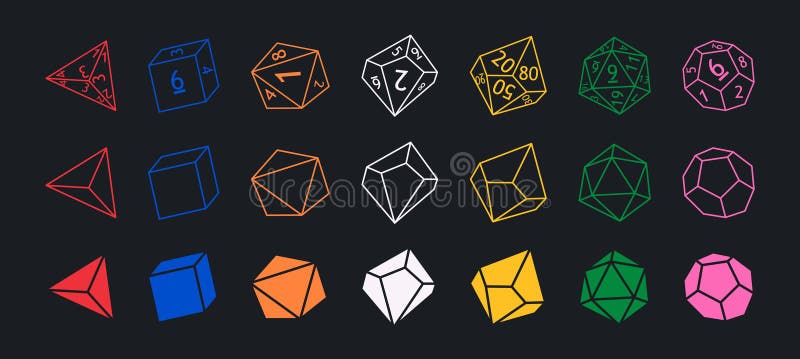 Set of Dnd Dice Rpg Tabletop Games Vector Illustration Stock Vector ...