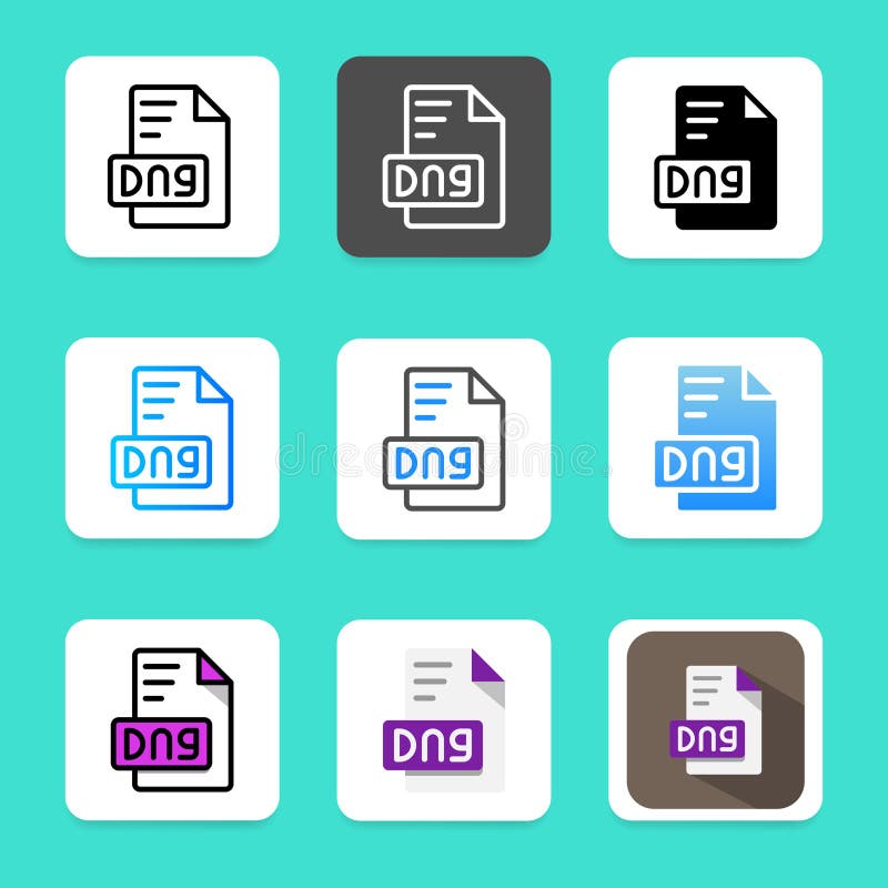 Set Dng Icons of File Formats of Various Types with Soft Colors Stock ...