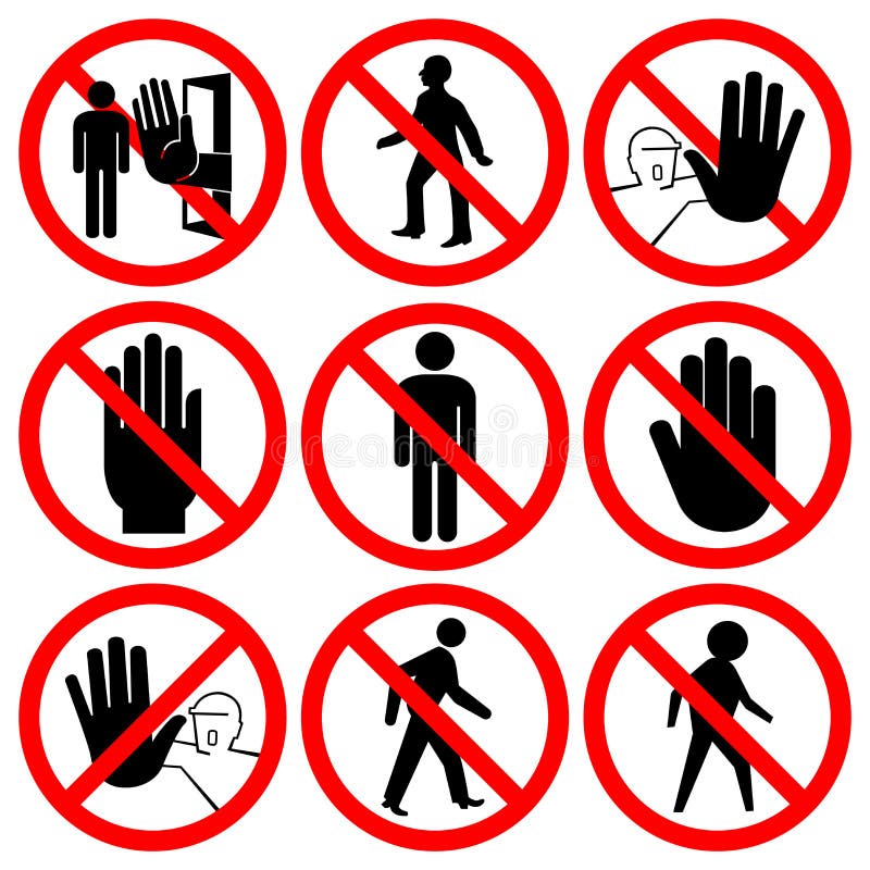 Set of Do Not Touch, No Access Symbol Sign, Vector Illustration ...