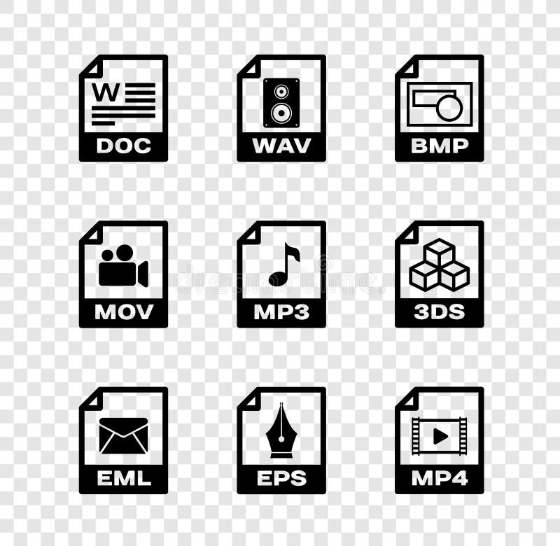 Set Doc File Document Wav Bmp Eml Eps Y Mp4 Icon. Vector Ilustración ... Set Doc File Document Wav Bmp Eml Eps Y Mp4 Icon. Vector Ilustración ...
