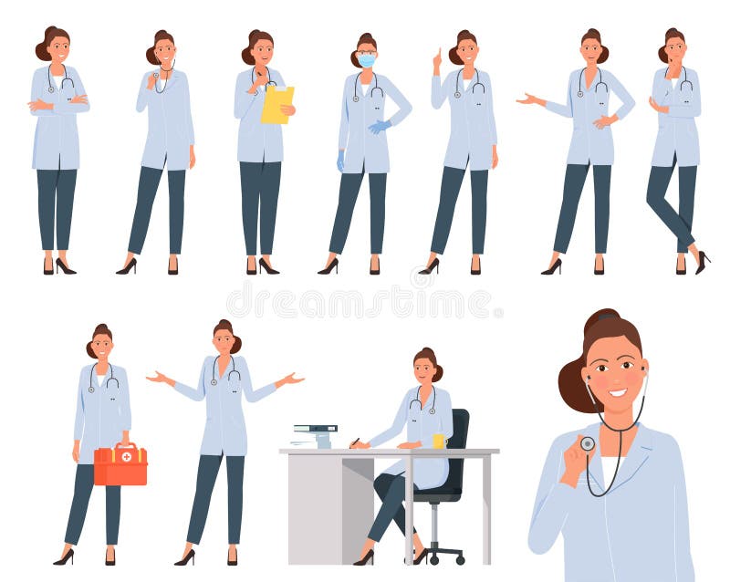 Set of Doctor Character Design. Stock Vector - Illustration of gloves ...