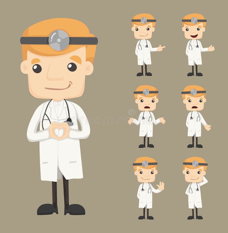 Set of Doctor Characters Poses Stock Vector - Illustration of happiness ...