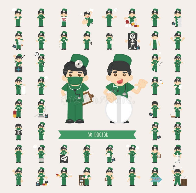 Set of Doctor Characters Poses Stock Vector - Illustration of health ...