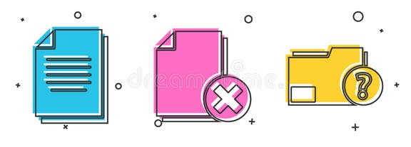 Set Document, Delete File Document and Unknown Document Folder Icon. Vector Stock Vector ...