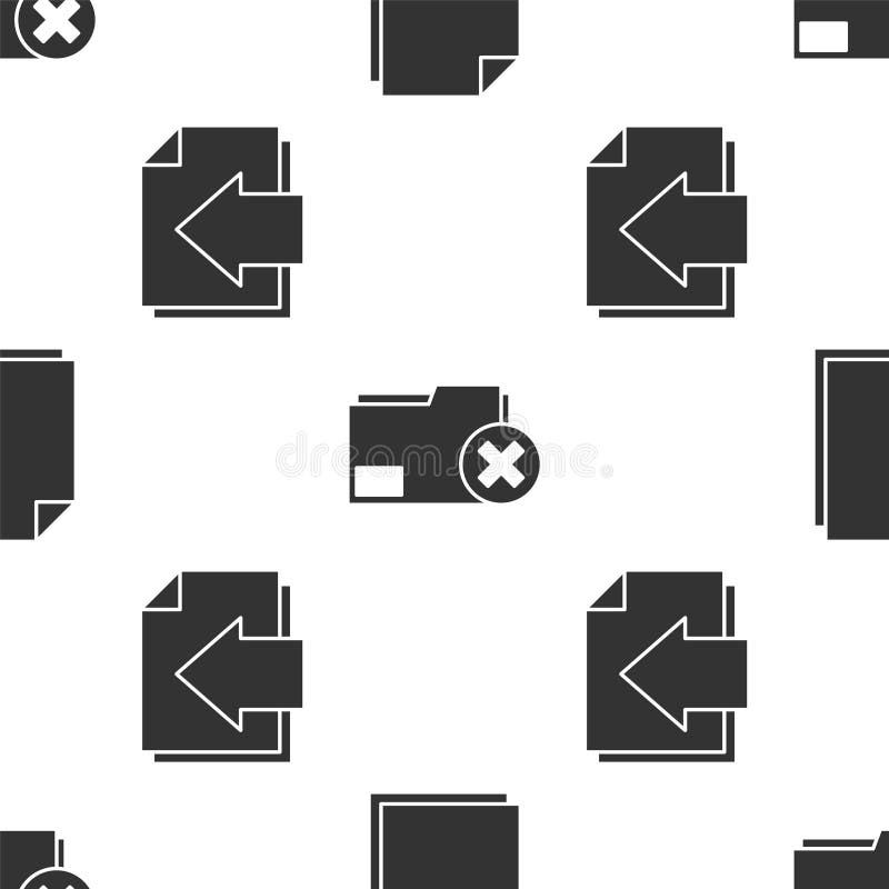 Set Document, Delete Folder and Next Page Arrow on Seamless Pattern. Vector Stock Illustration ...