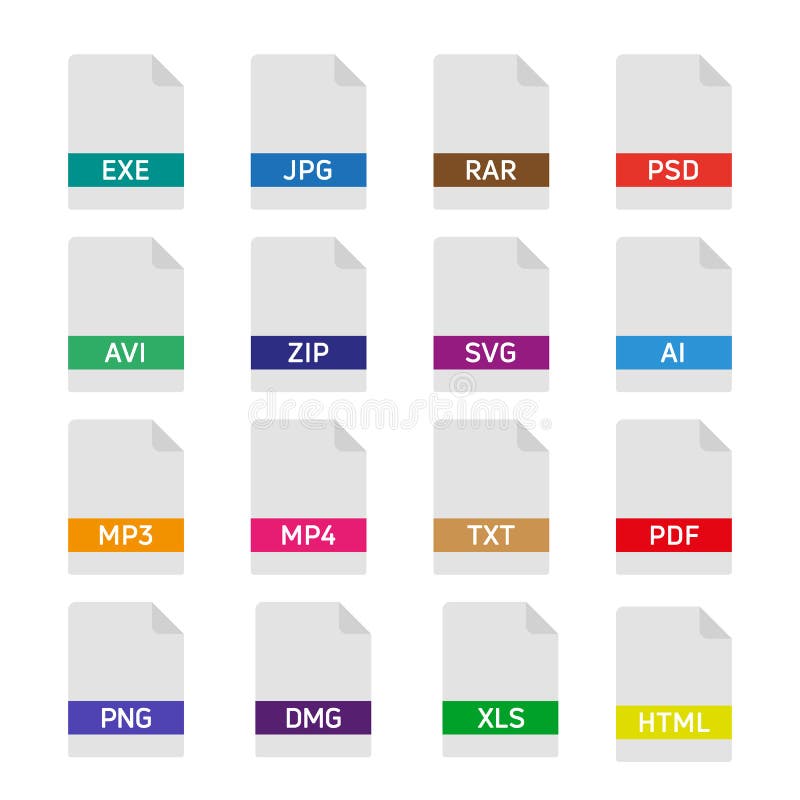 Set of Document File Formats and Labels Icons. Vector Illustration ... Set of Document File Formats and Labels Icons. Vector Illustration ...