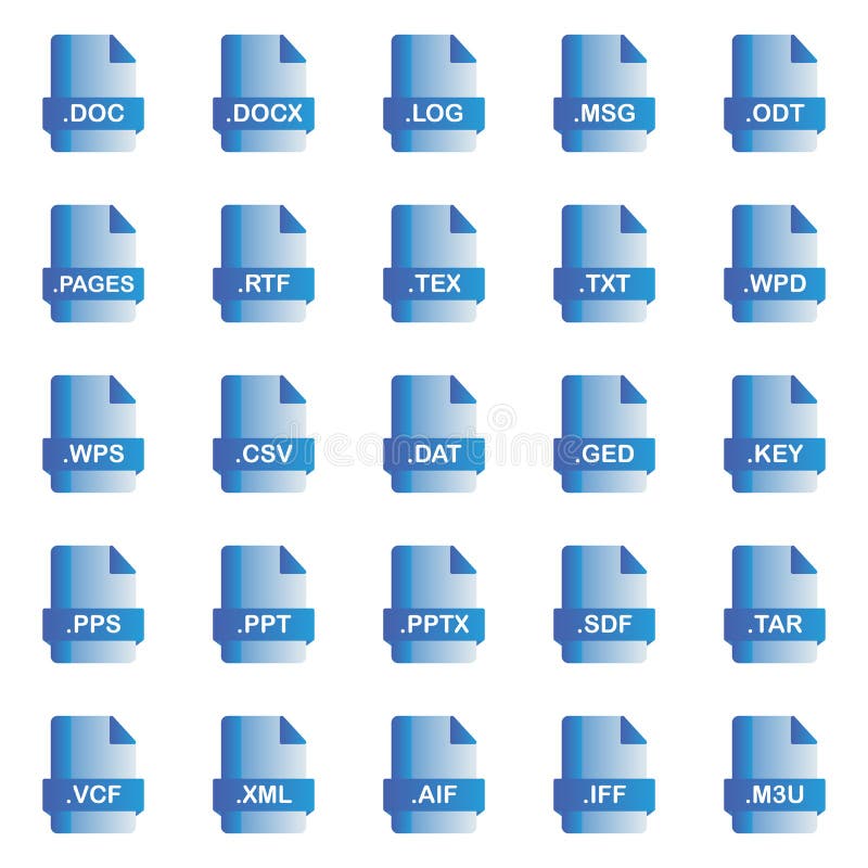 Set of Document File Formats and Labels Icons. Vector Illustration ...