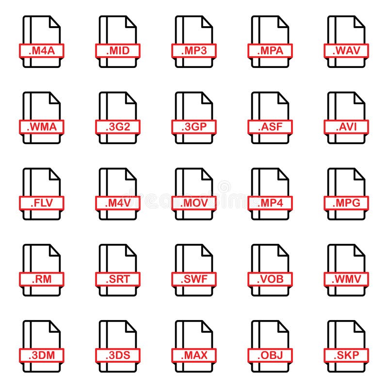 Set of Document File Formats and Labels Icons. Vector Illustration ...