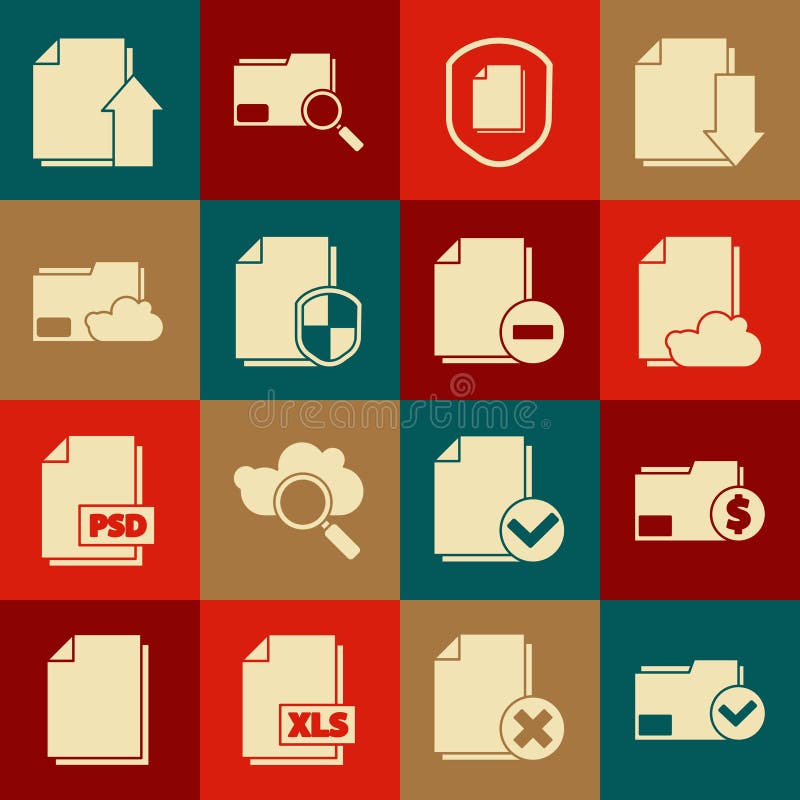 Set Document Folder and Check Mark, Finance Document, Cloud Storage ... Set Document Folder and Check Mark, Finance Document, Cloud Storage ...