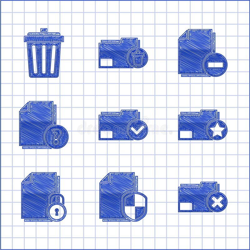 Set Document Folder and Check Mark, Protection Concept, Delete, with ... Set Document Folder and Check Mark, Protection Concept, Delete, with ...