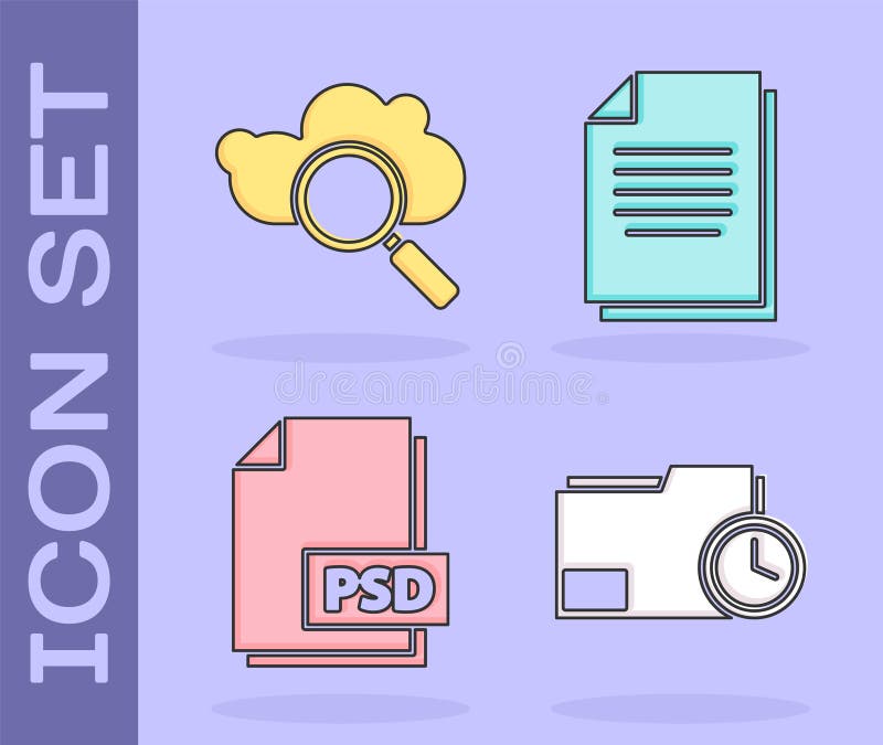 Set Document Folder with Clock, Search Cloud Computing, PSD File ... Set Document Folder with Clock, Search Cloud Computing, PSD File ...
