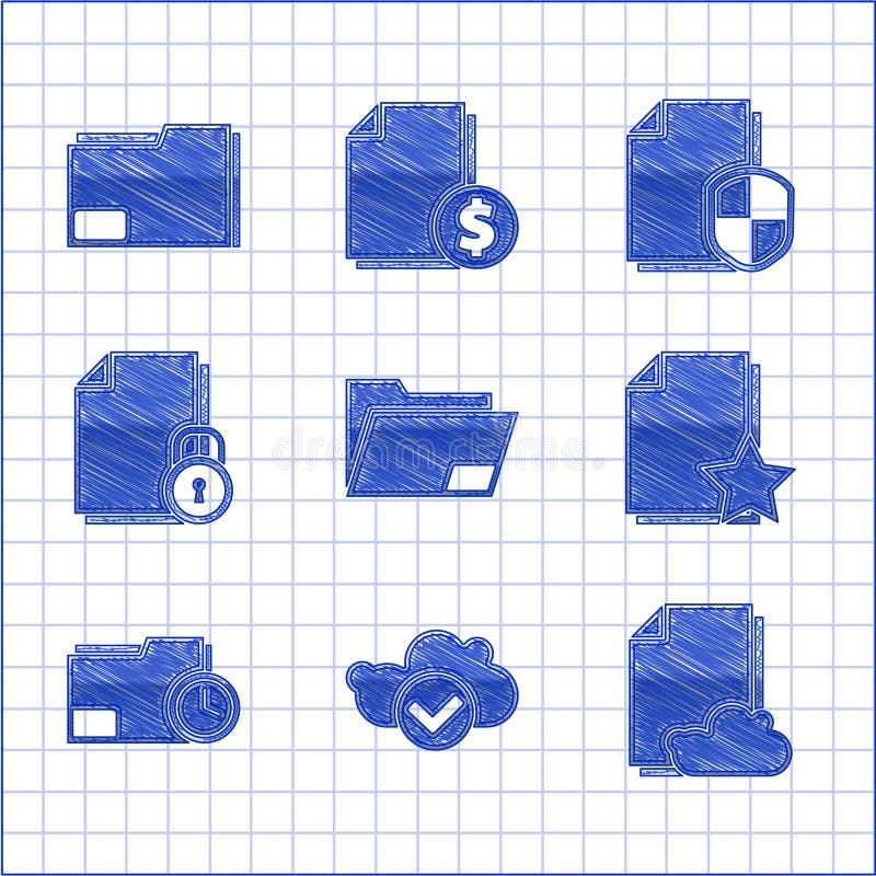 Set Document Folder, Cloud with Check Mark, Storage Text Document, Star ... Set Document Folder, Cloud with Check Mark, Storage Text Document, Star ...