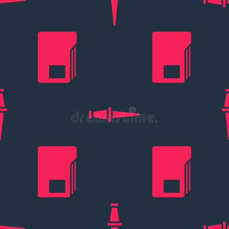 Set Document Folder and Push Pin on Seamless Pattern. Vector Stock ...