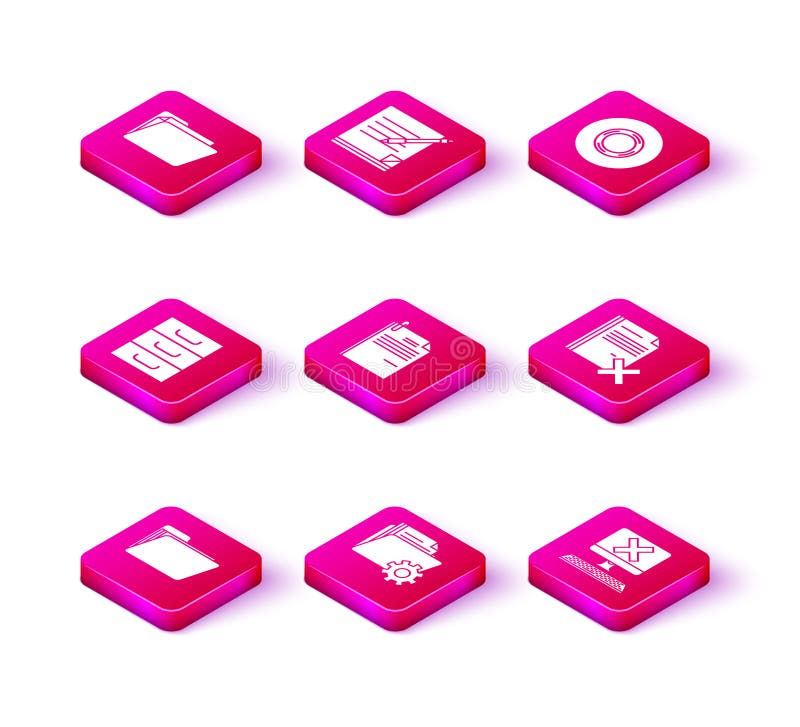 Set Document Folder, Folder Settings with Gears, Drawer Documents, File and Paper Clip, Computer ...