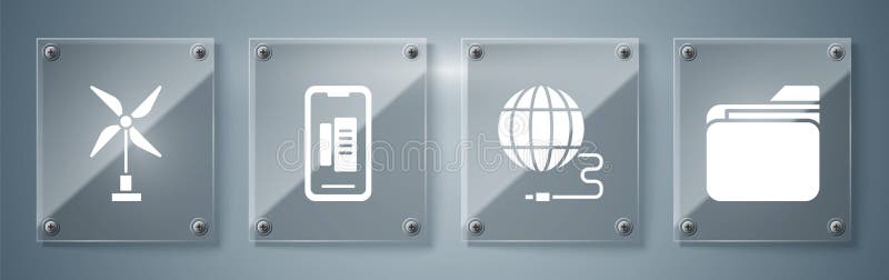 Set Document Folder, Social Network, Smartphone, Mobile Phone and Wind ... Set Document Folder, Social Network, Smartphone, Mobile Phone and Wind ...
