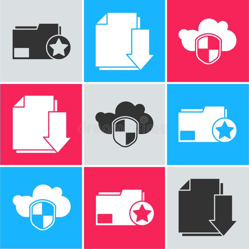 Set Document Folder with Star, Document with Download and Cloud and ... Set Document Folder with Star, Document with Download and Cloud and ...