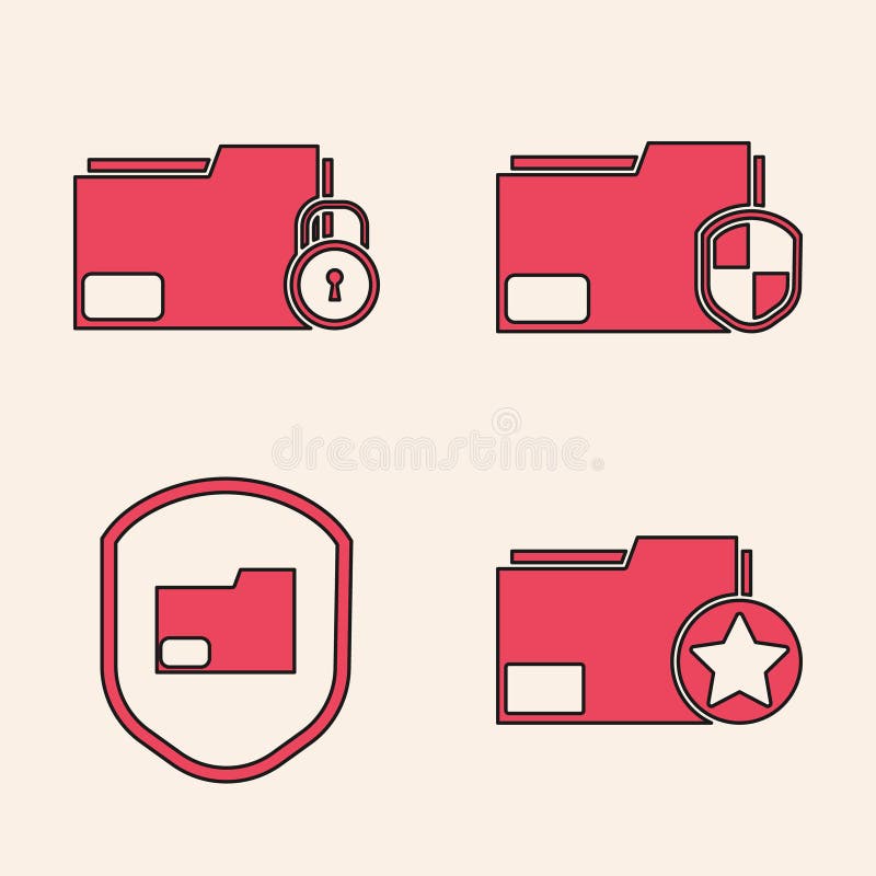 Set Document Folder with Star, Folder and Lock, Document Folder ... Set Document Folder with Star, Folder and Lock, Document Folder ...