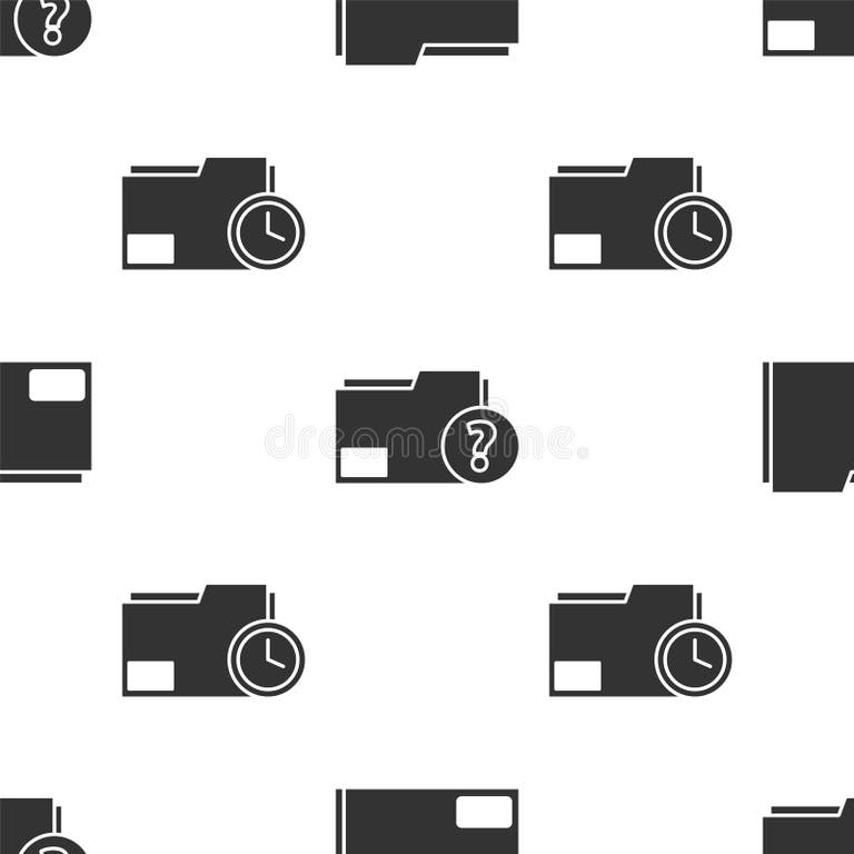 Set Document Folder, Unknown Document Folder and Document Folder with Clock on Seamless Pattern ...