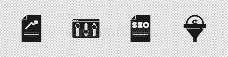 Set Document With Graph Chart Browser Setting Seo Optimization And Lead Management Icon
