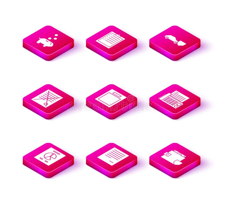 Set Document with Graph Chart, Delete File Document, Empty Form, Wallet ...