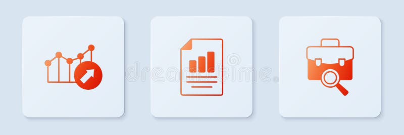 Set Document with Graph Chart, Financial Growth and Work Search. White ...
