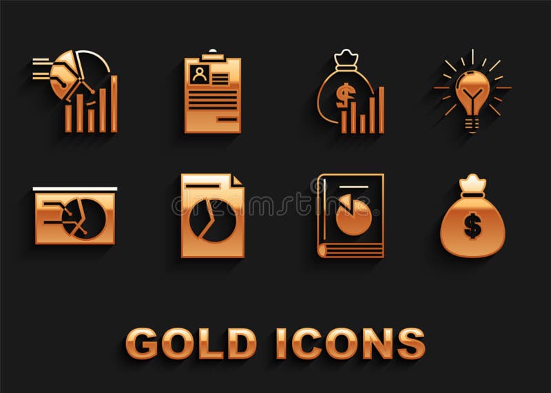 Set Document with Graph Chart, Light Bulb Rays Shine and Concept of ...