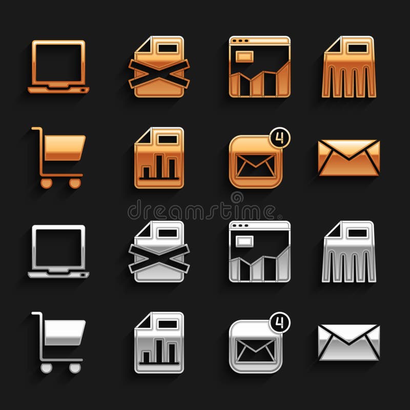 Set Document with Graph Chart, Paper Shredder, Mail and E-mail ...