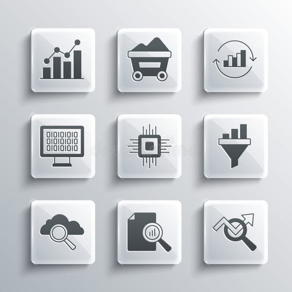 Set Document with Graph Chart, Search Data Analysis, Sales Funnel, Processor CPU, Cloud ...