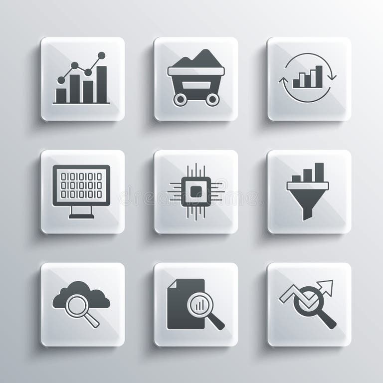 Set Document with Graph Chart, Search Data Analysis, Sales Funnel, Processor CPU, Cloud ...