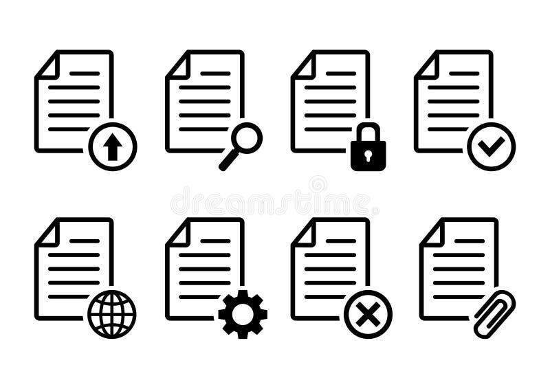 Set of Document Icons, File Signs, Web Buttons. Vector Stock ...