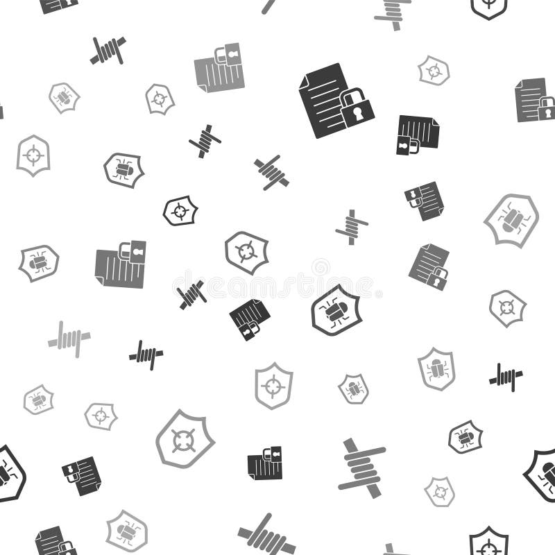 Set Document and Lock, Barbed Wire, System Bug and Shield on Seamless ... Set Document and Lock, Barbed Wire, System Bug and Shield on Seamless ...