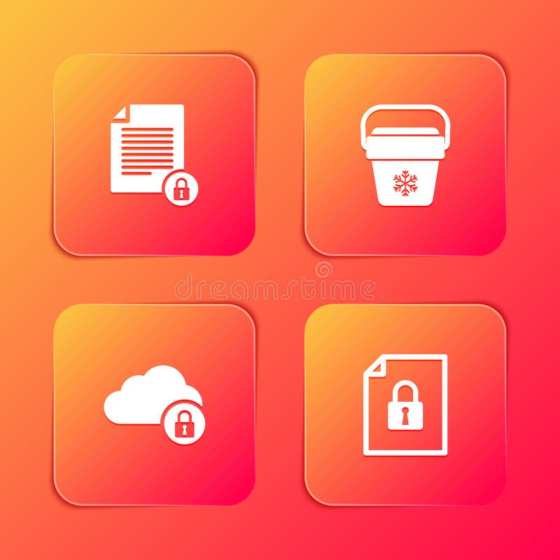 Set Document and Lock, Cooler Bag, Cloud Computing and Icon. Vector ... Set Document and Lock, Cooler Bag, Cloud Computing and Icon. Vector ...