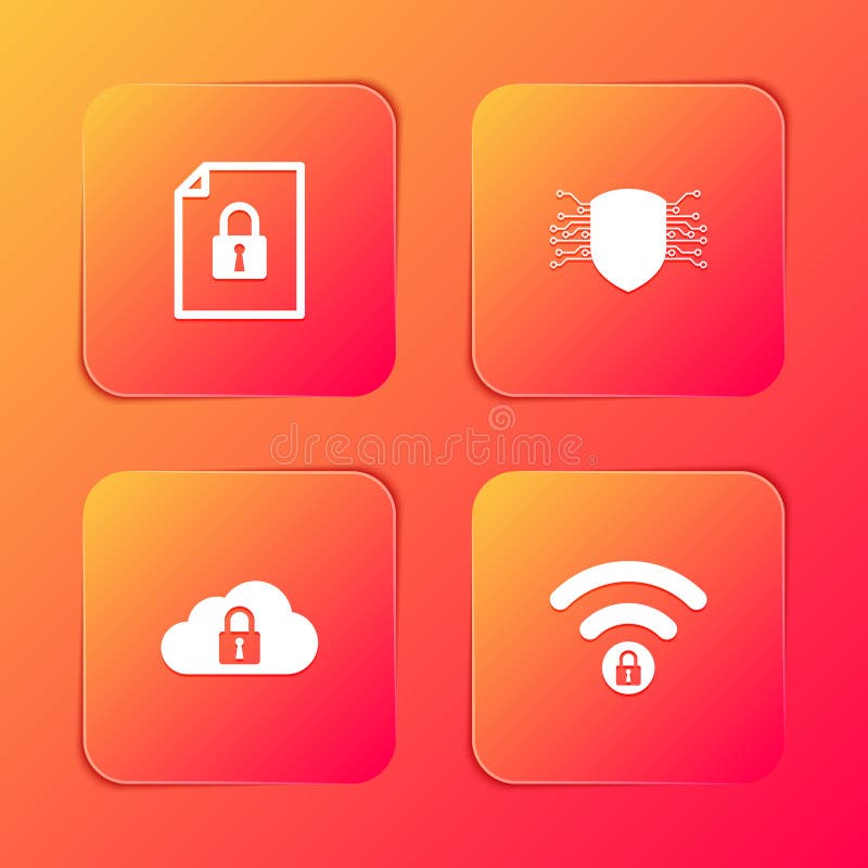 Set Document and Lock, Cyber Security, Cloud Computing and Wifi Locked ... Set Document and Lock, Cyber Security, Cloud Computing and Wifi Locked ...