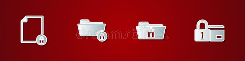 Set Document and Lock, Folder, and Credit Card with Icon. Vector Stock ... Set Document and Lock, Folder, and Credit Card with Icon. Vector Stock ...