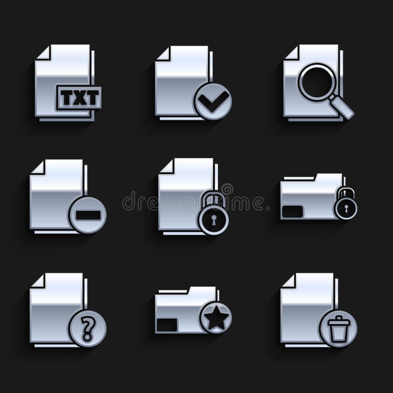 Set Document and Lock, Folder with Star, Delete File Document, Folder ... Set Document and Lock, Folder with Star, Delete File Document, Folder ...