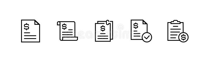 Set of Document Paper Payment Status Icon Collection Vector Outline ...
