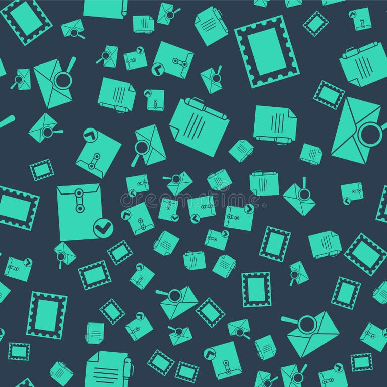 Set Document and Pen, Postal Stamp, Envelope and Check Mark and ...