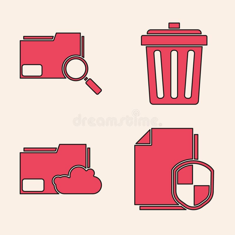 Set Document Protection Concept, Search Concept with Folder, Trash Can ... Set Document Protection Concept, Search Concept with Folder, Trash Can ...
