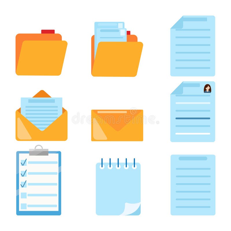 Set of Document Related Symbol. Flat Style Stock Vector - Illustration ...