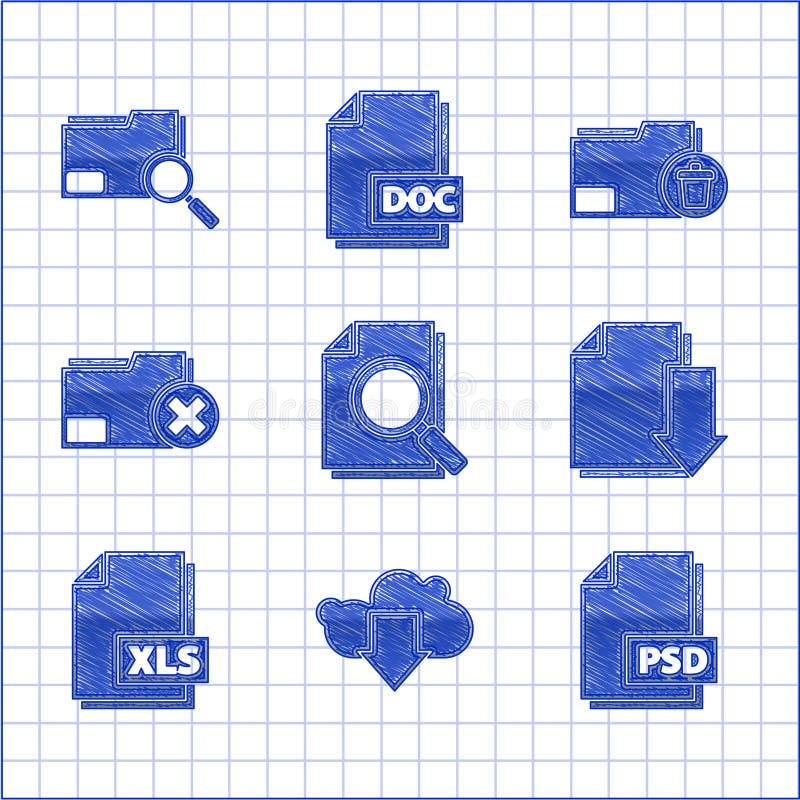 Set Document with Search, Cloud Download, PSD File Document, XLS ... Set Document with Search, Cloud Download, PSD File Document, XLS ...