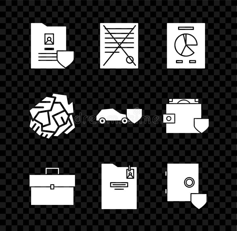 Set Document with Shield, Delete File Document, Graph Chart, Briefcase ... Set Document with Shield, Delete File Document, Graph Chart, Briefcase ...