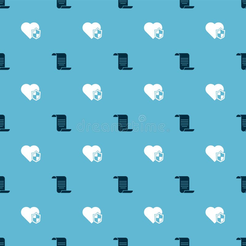 Set Document with Shield and Life Insurance on Seamless Pattern. Vector ...