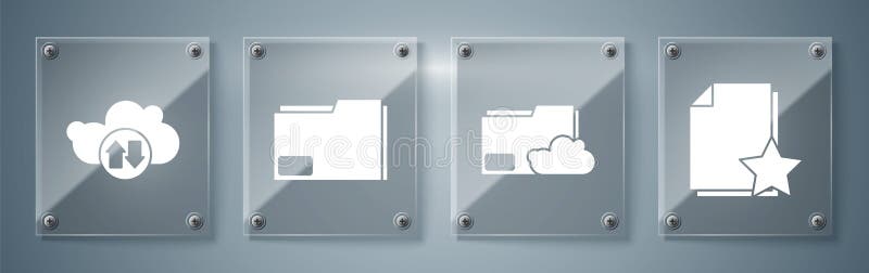 Set Document with Star, Cloud Storage Text Document Folder, Document ...