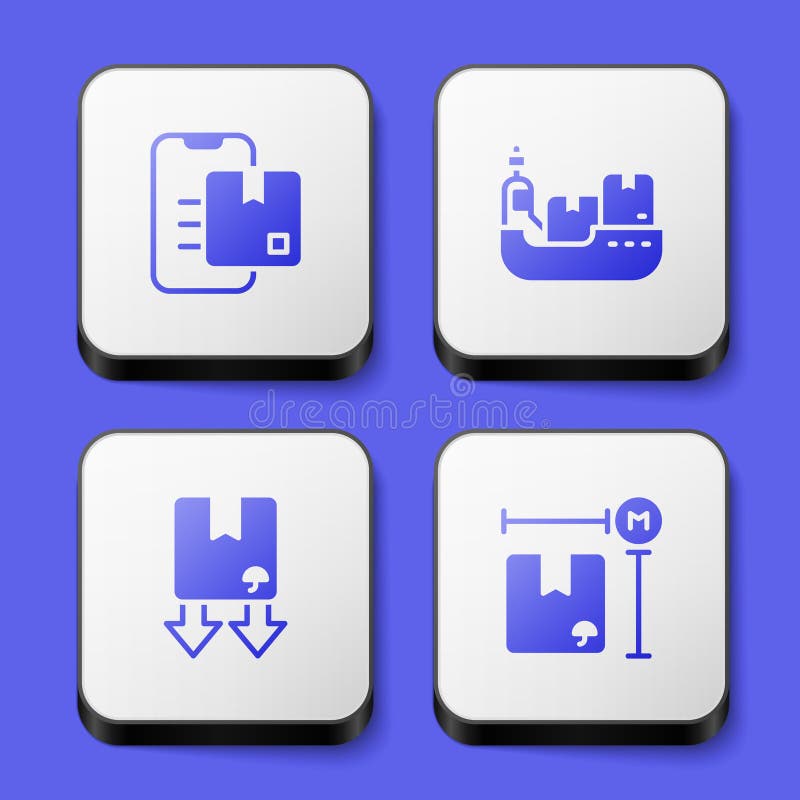 Set Document Tracking Marker, Cargo Ship with Boxes Delivery, Cardboard ...