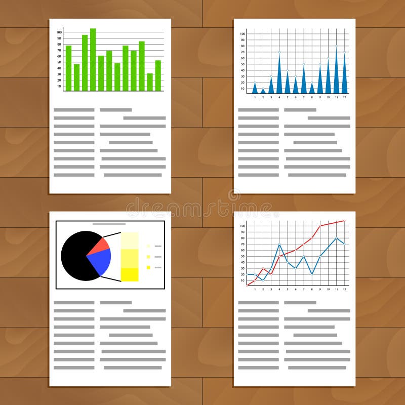 Set of charts document stock vector. Illustration of color - 90627466