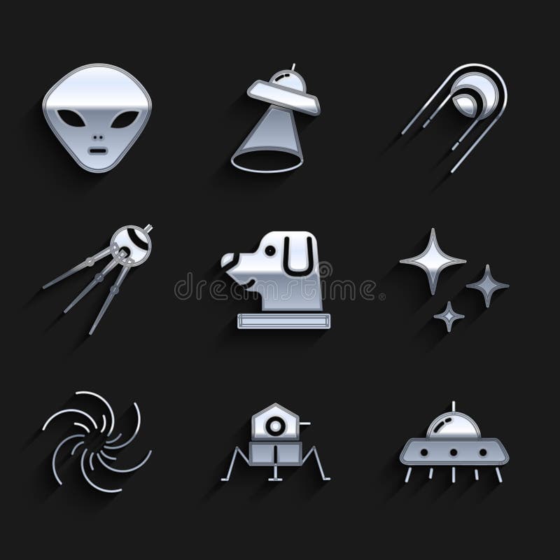 Set Dog in Astronaut Helmet, Mars Rover, UFO Flying Spaceship, Falling ... Set Dog in Astronaut Helmet, Mars Rover, UFO Flying Spaceship, Falling ...