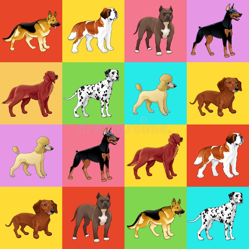 Set of Dog with Background. Stock Vector - Illustration of graphic ...
