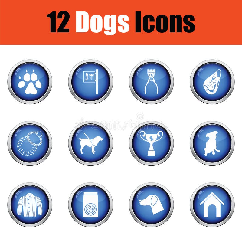 Set of dog breeding icons stock vector. Illustration of decoration ...