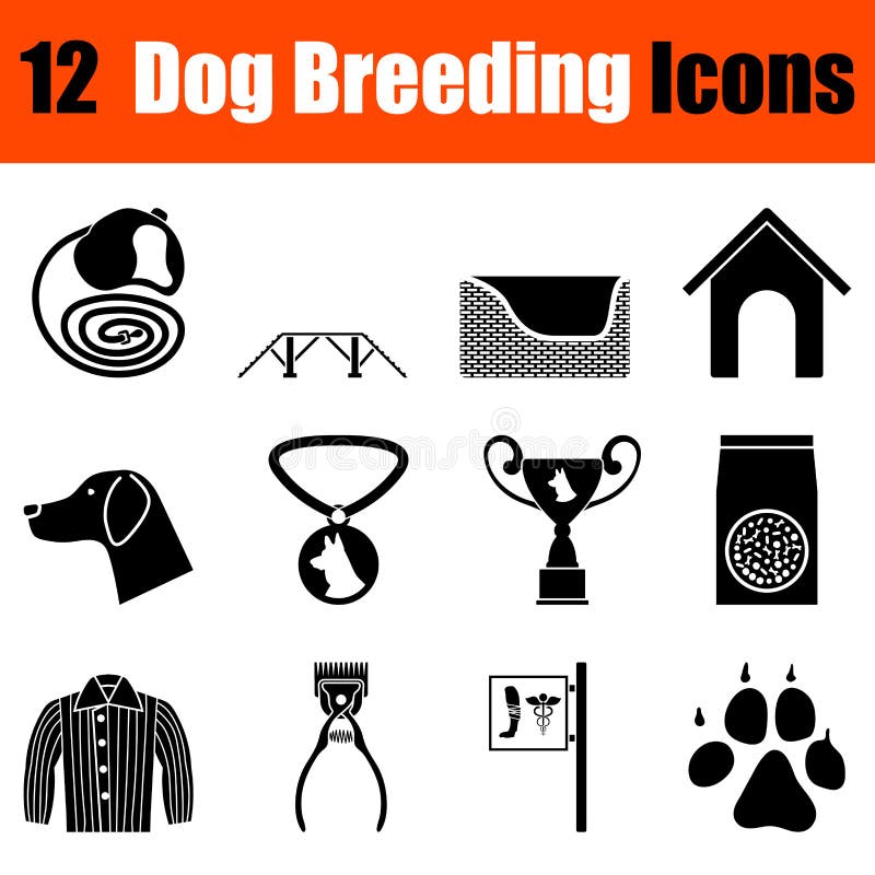 Set of dog breeding icons stock vector. Illustration of decoration ...