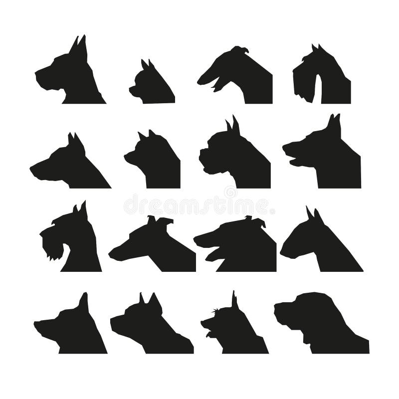 Set of Dog Breeds. Simple Vector Illustration on a White Background ...